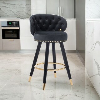 Set of 2 Counter Height Bar Stools for Kitchen Counter Solid Wood Legs ...