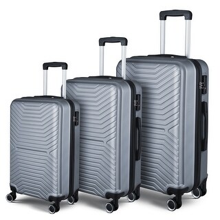 Silver Luggage Sets 3 piece Carry on Luggage Suitcase Hard Case Luggage ...