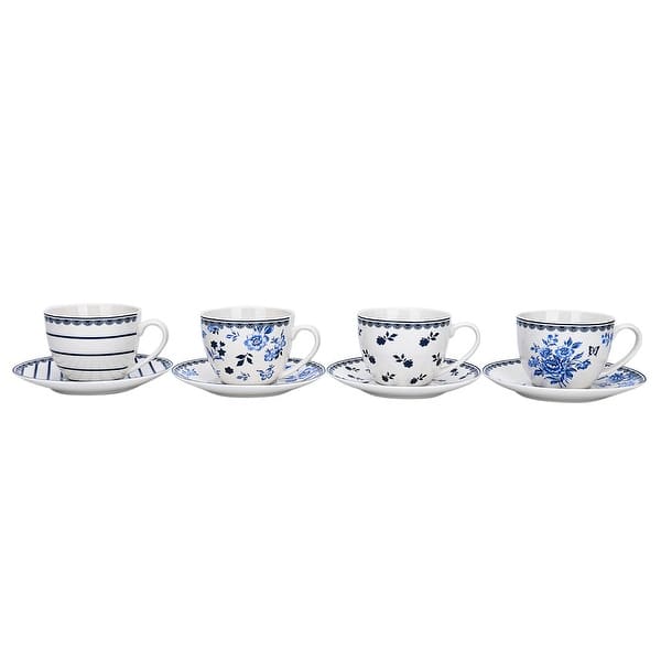 STP Goods 8.8 fl oz Vintage Blue Tea Coffee Cup & Saucer Set of 4 - On ...