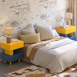 Nightstand End Side Table Irregular Shapes Accent Storage Cube - Bed ...