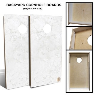 White Marble Backyard Cornhole Board Set (Includes 8 Bags) - N/A - Bed ...