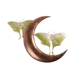 21 in. x 14 in. Handcrafted Metal Luna Moths and Crescent Moon Wall Art ...