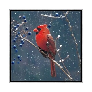 iCanvas "Red Cardinal Blue Berries" by Thomas Little Framed - Bed Bath ...