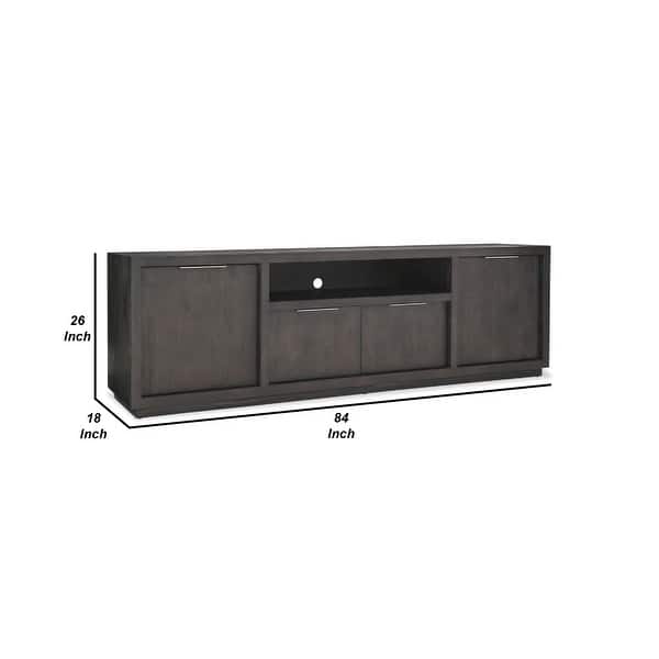 Jose 84 Inch Acacia Wood TV Entertainment Center Console, 4 Cabinets ...
