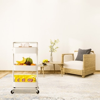 White 3-Tier Rolling Storage Utility Cart, Heavy Duty Craft Cart with ...