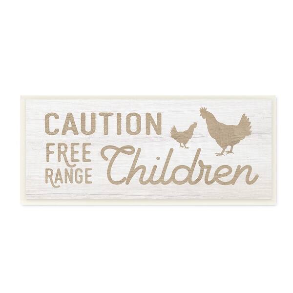 Stupell Caution Free Range Children Sign Funny Farm Chickens Wood Wall ...