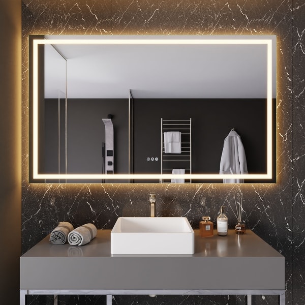 ANZZI 36-in. x 60-in. Frameless LED Front/Back Light Bathroom Mirror w ...