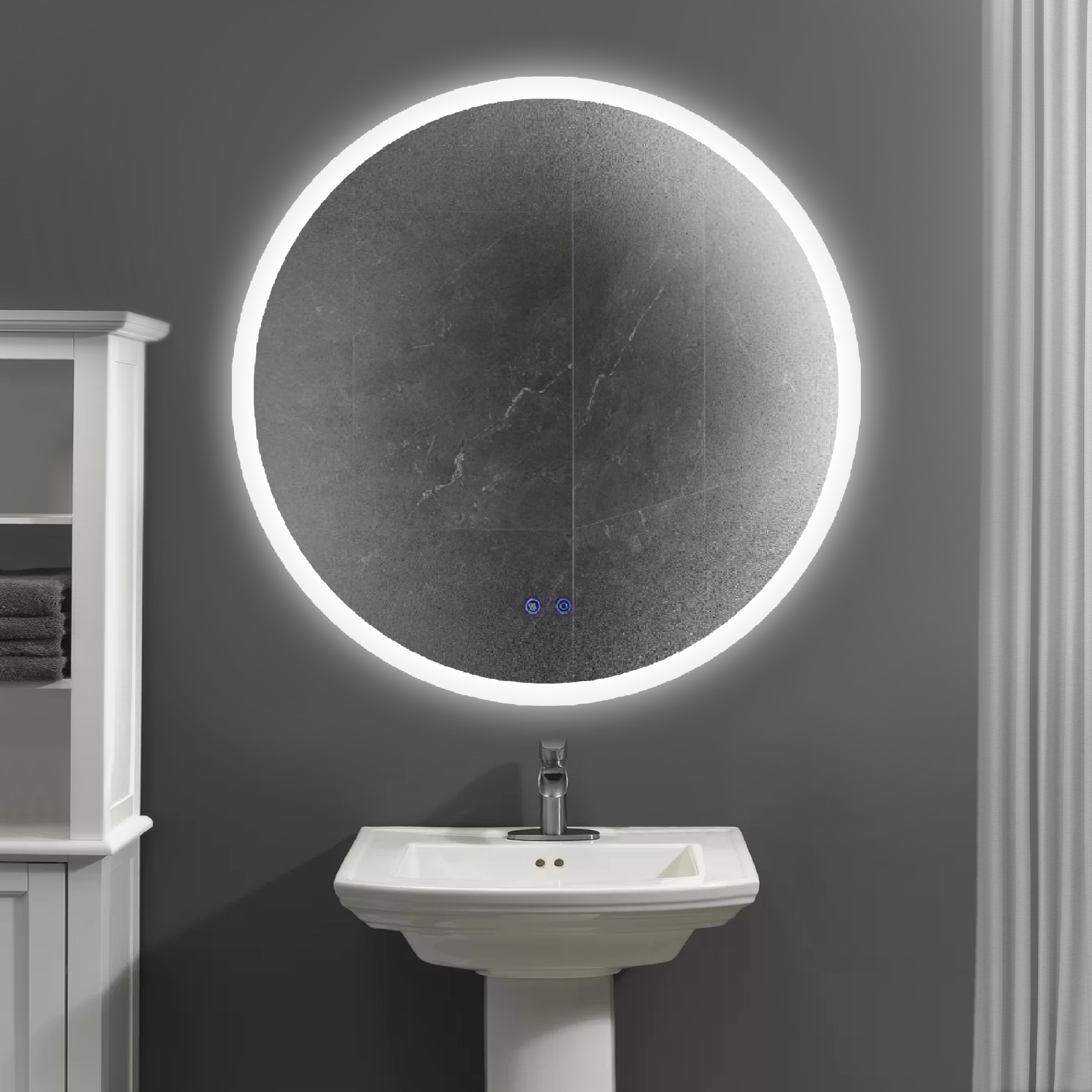 Large Round Frameless Defog Dual Front LED Backlit Wall Bathroom Vanity ...
