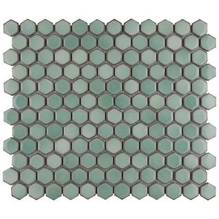Merola Tile Tribeca 1" Hex Jade 10-1/4" x 11-7/8" Porcelain Floor and ...