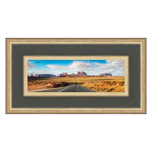 36x12 Traditional Gold Complete Wood Panoramic Frame with UV Acrylic ...