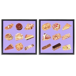 Stupell Various Pastries on Purple Framed Floater Canvas Wall Art ...