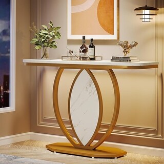 43 inch White Faux Marble Entry Table - Bed Bath & Beyond - 39619487