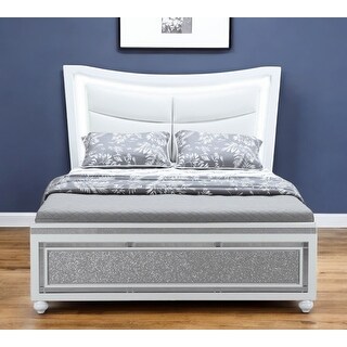 HomeRoots Silver And White Faux Crystal Bling Wood And Upholstery ...