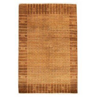 ECARPETGALLERY Hand-knotted Finest Ziegler Light Brown Wool Rug - 4'2 x ...