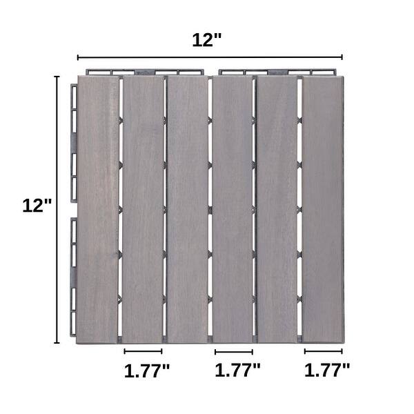 12" x 12" Patio Wood Interlocking Deck Tiles(Box of 10/20/30), Grey ...
