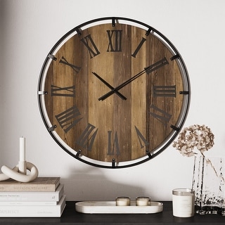 Karina Farmhouse Two-Tone Shiplap Wood Wall Clock - 33"H x 33"W x 1"D ...