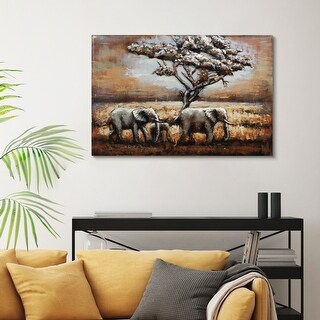 "Elephants" Mixed Media Iron Hand Painted Dimensional Wall Art ...