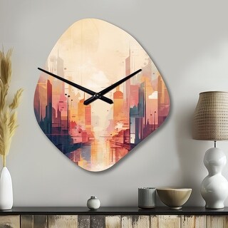 Designart - Modern Cubism Cityscape I - City Large Wall Clocks - Modern ...
