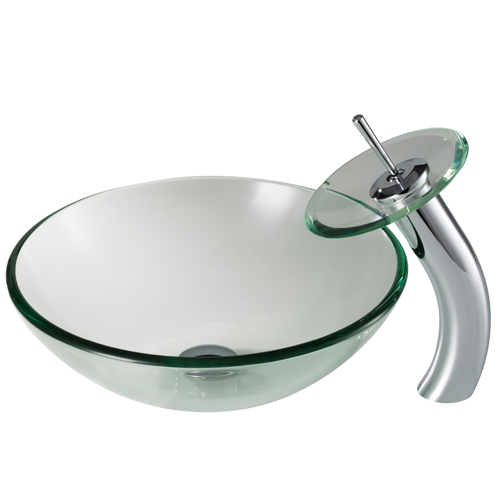 Kraus Glass Vessel Sink, Bathroom Faucet, Pop Up Drain, Mounting Ring ...