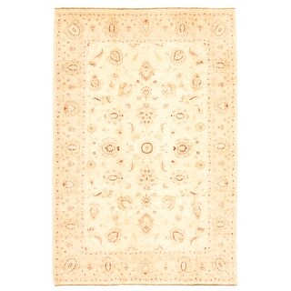 ECARPETGALLERY Hand-knotted Chobi Finest Ivory Wool Rug - 6'4 x 9'8 ...