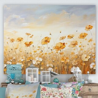 Designart "Muted Yellow Color Marigold Charm I" Flowers Wall Art - Bed ...