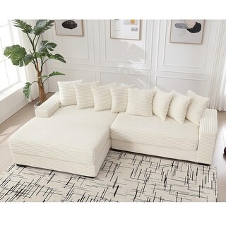 Oversized Two-Piece Couches,L Shaped Sofa,Corduroy,Left Chaise Daybed ...