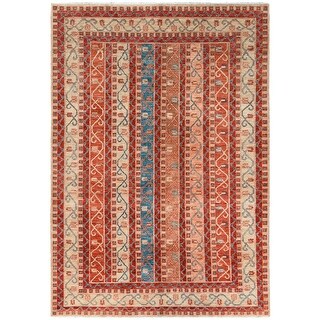 Shahbanu Rugs Colorful Super Kazak with Shawl Design Hand Knotted ...