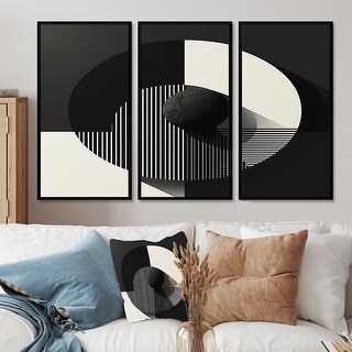 Geometric Balance Monochrome Essence - Abstract Minimalism Wall Art Set ...