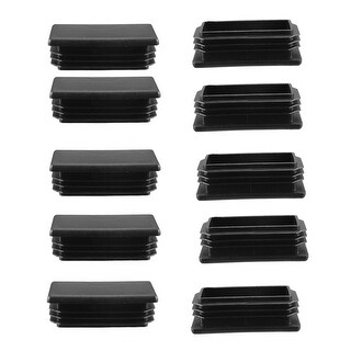 30 x 60mm Plastic Rectangle Tube Insert Pipe End Cover Furniture Sofa Feet 10pcs - Black - Bed ...