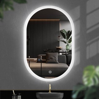 26 X 18 Inch Wall Mounted Oval Led Lighted Bathroom Vanity Mirror with ...