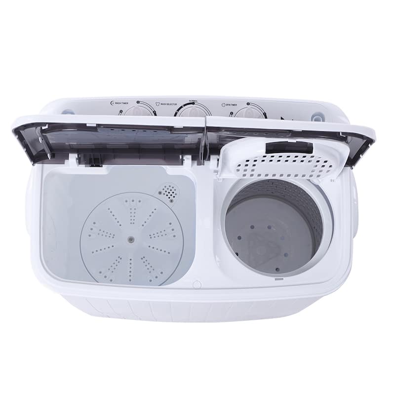 14.3 lbs Semi-automatic Compact Twin Tub Washing Machine with Built-in ...