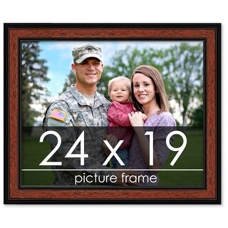24x19 Traditional Walnut Complete Wood Picture Frame with UV Acrylic ...