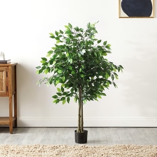 SAFAVIEH Faux Bush Ficus 55-inch Potted Tree - 33" W x 33" D x 55" H ...