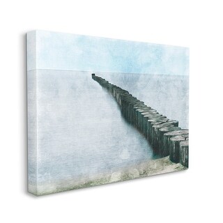 Stupell Shoreline Beach Piling Landscape Nautical Ocean Horizon Canvas ...