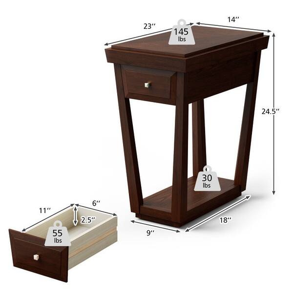 2-Tier Rubber Wood Classic End Table with Drawer and Shelf - Bed Bath ...