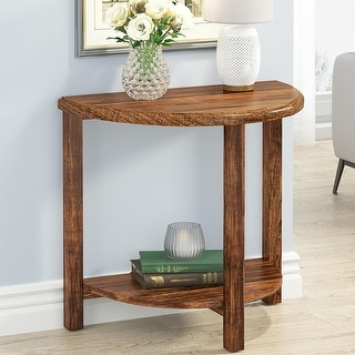 Half Moon Side Table, 2-Tier Narrow End Table Half Round Bedside Table ...
