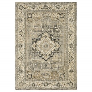 Beige and Gray Traditional Medallion Indoor Rug - Bed Bath & Beyond ...