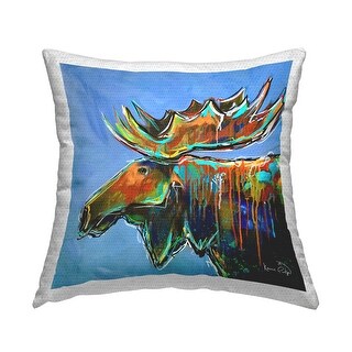 Stupell Urban Drip Bold Moose Printed Outdoor Throw Pillow Design by ...