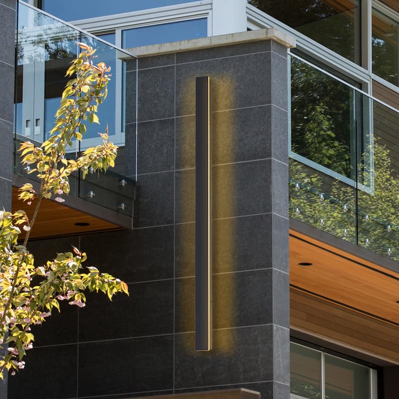 YANSUN 39 in. Outdoor Wall Light Rectangular 20W LED 3000K Warm Light ...