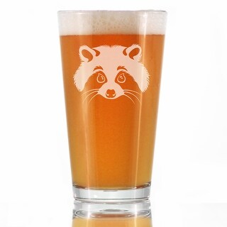 Raccoon Face - Beer Pint Glass - Cute Raccoon Gifts - 16 Ounce - Bed ...