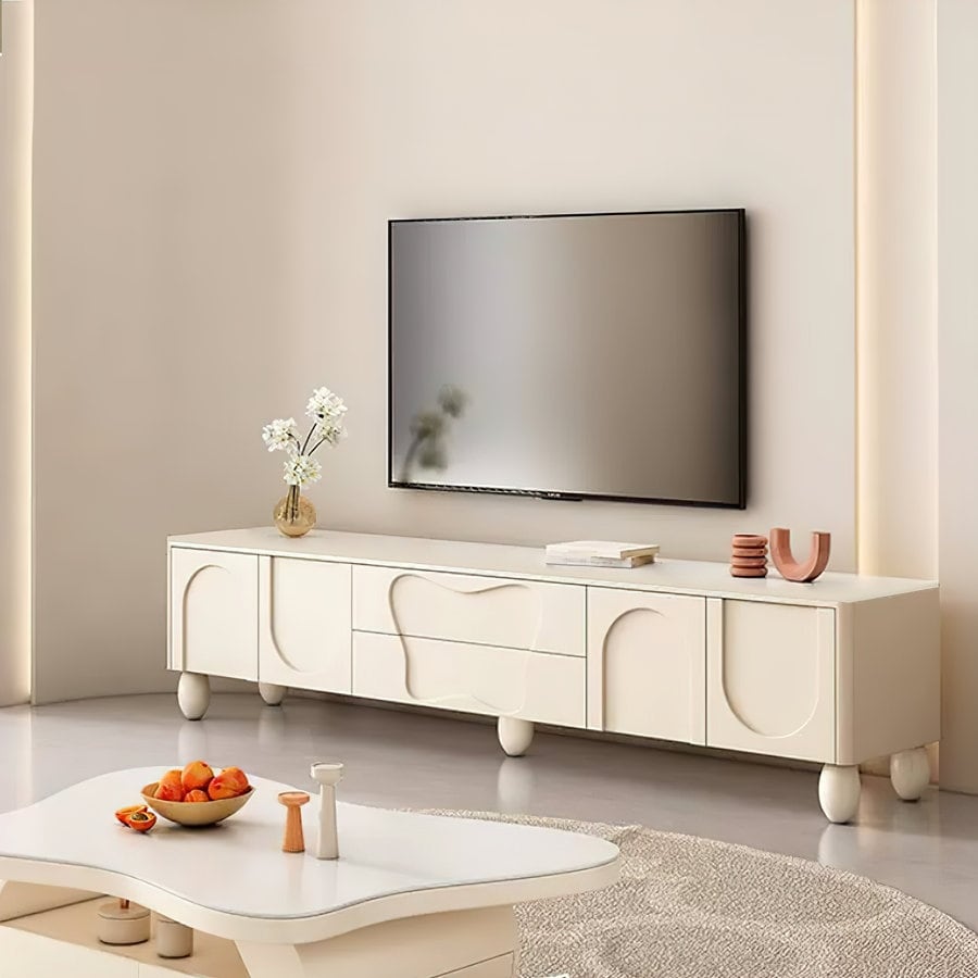 Creamy Elegance TV Console Elevate Your Living Space With Style And Storage 78 inches in width On Sale Bed Bath Beyond 40852558
