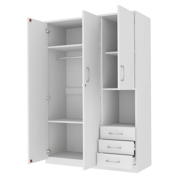 2 Doors Wooden Wardrobe with Shelves and 3 Drawers On Sale Bed Bath Beyond 41396924