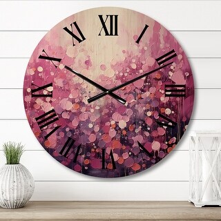 Designart "Magenta Magic" Abstract Landscape Oversized Wood Wall Clock ...
