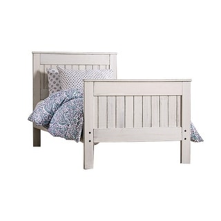 Wooden Bed with Distressed Finish Design in Weathered White - Bed Bath ...