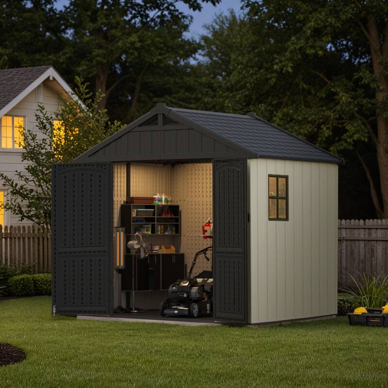 Patiowell 8' x 6' / 8' x 8' / 8' x 10 '/ 8' x 12' Plastic Outdoor Shed ...
