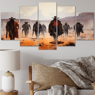Designart "Western Frontier Vigilantes Cowboys I" Western Multipanel ...