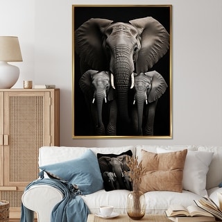 Designart "Black And White Elephant Embrace Of Strength I" Animals ...