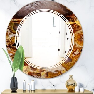 Designart 'Sand Close Up' Printed Modern Round or Oval Wall Mirror ...