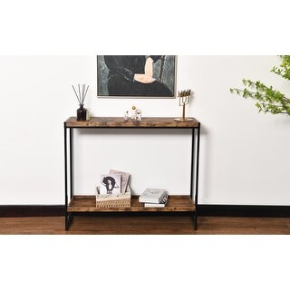 Rustic 2-tier Console Table Side Table with Metal Frame - Bed Bath ...