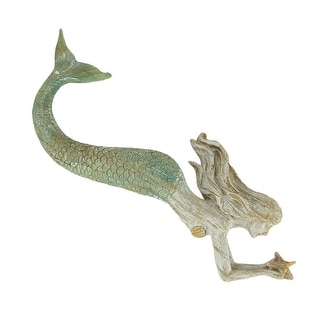 Distressed Wood Look Swimming Mermaid Wall Hanging 22 Inch Long - Bed ...